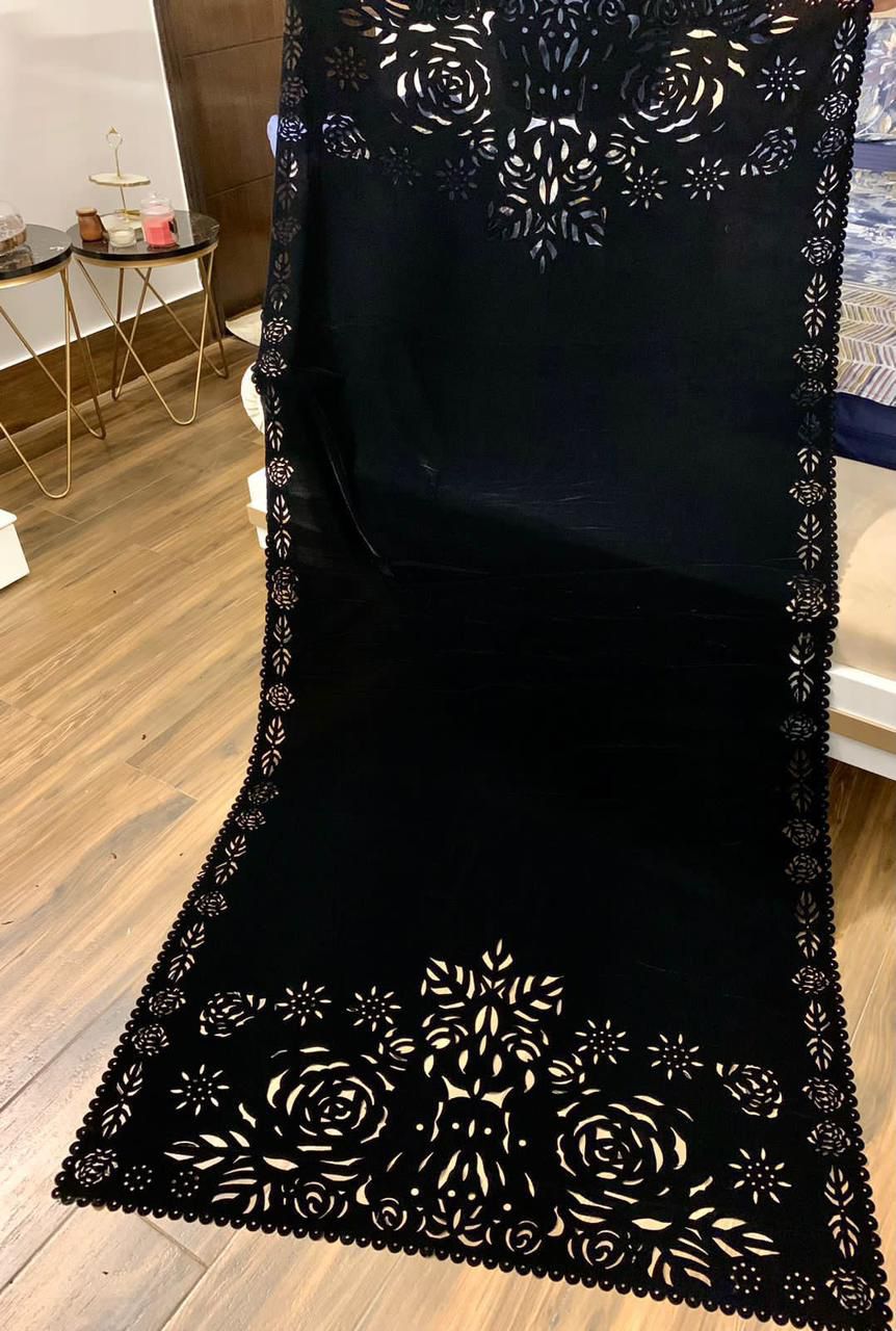 Laser Cut Velvet Shawl Black – Fabricity.pk